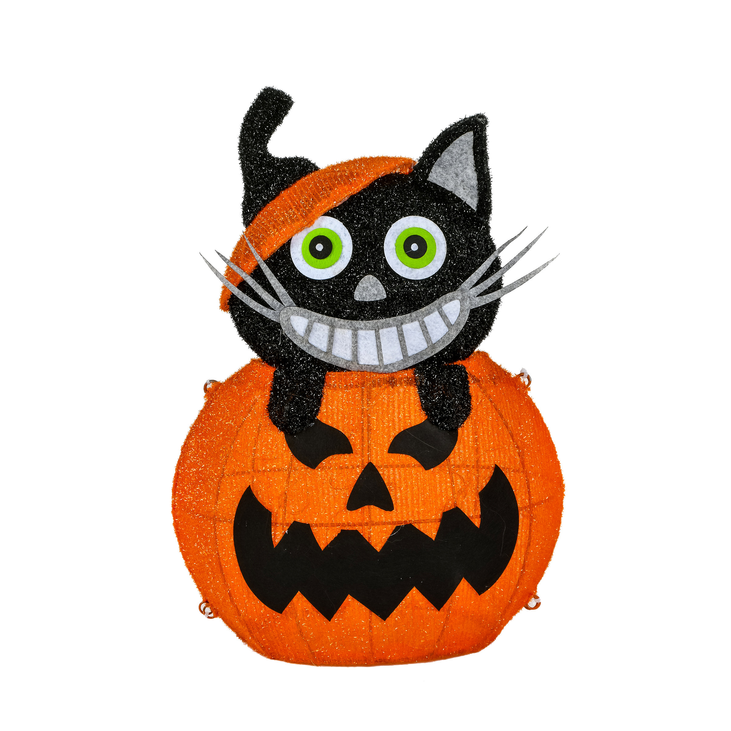 The Holiday Aisle® 23" Pre-Lit Halloween Pumpkin and Black Cat | Wayfair