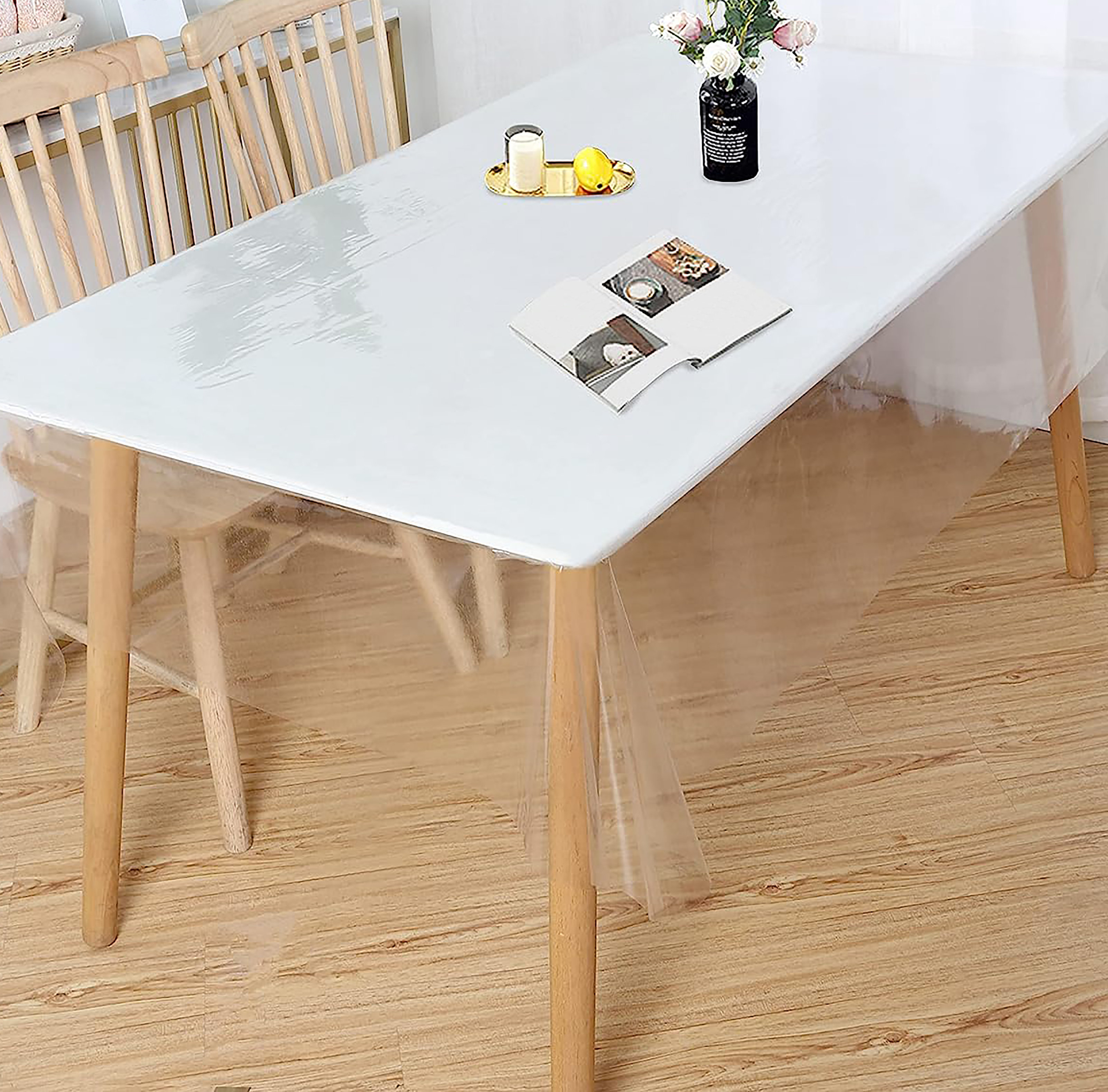 Symple Stuff Clear Plastic Vinyl Pvc Fabric Table Cover Protector ...