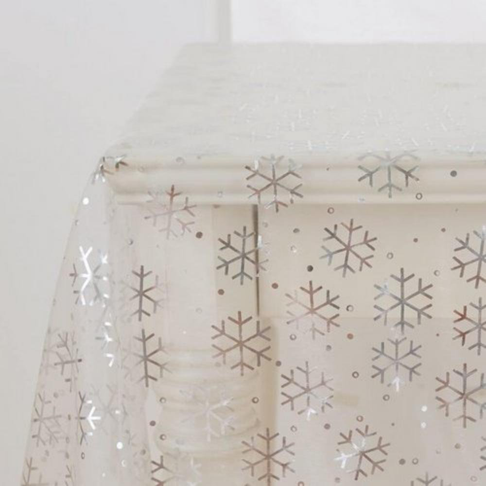 ISUNLIT Organza Sheer Rectangular Snowflake Tablecloth | Wayfair