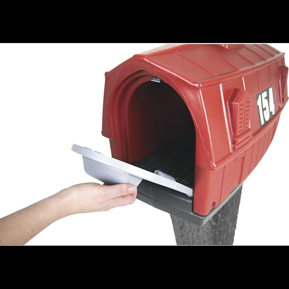 Invenitiah Simplay3 Rustic Red Barn Plastic Residential Mailbox & Post ...