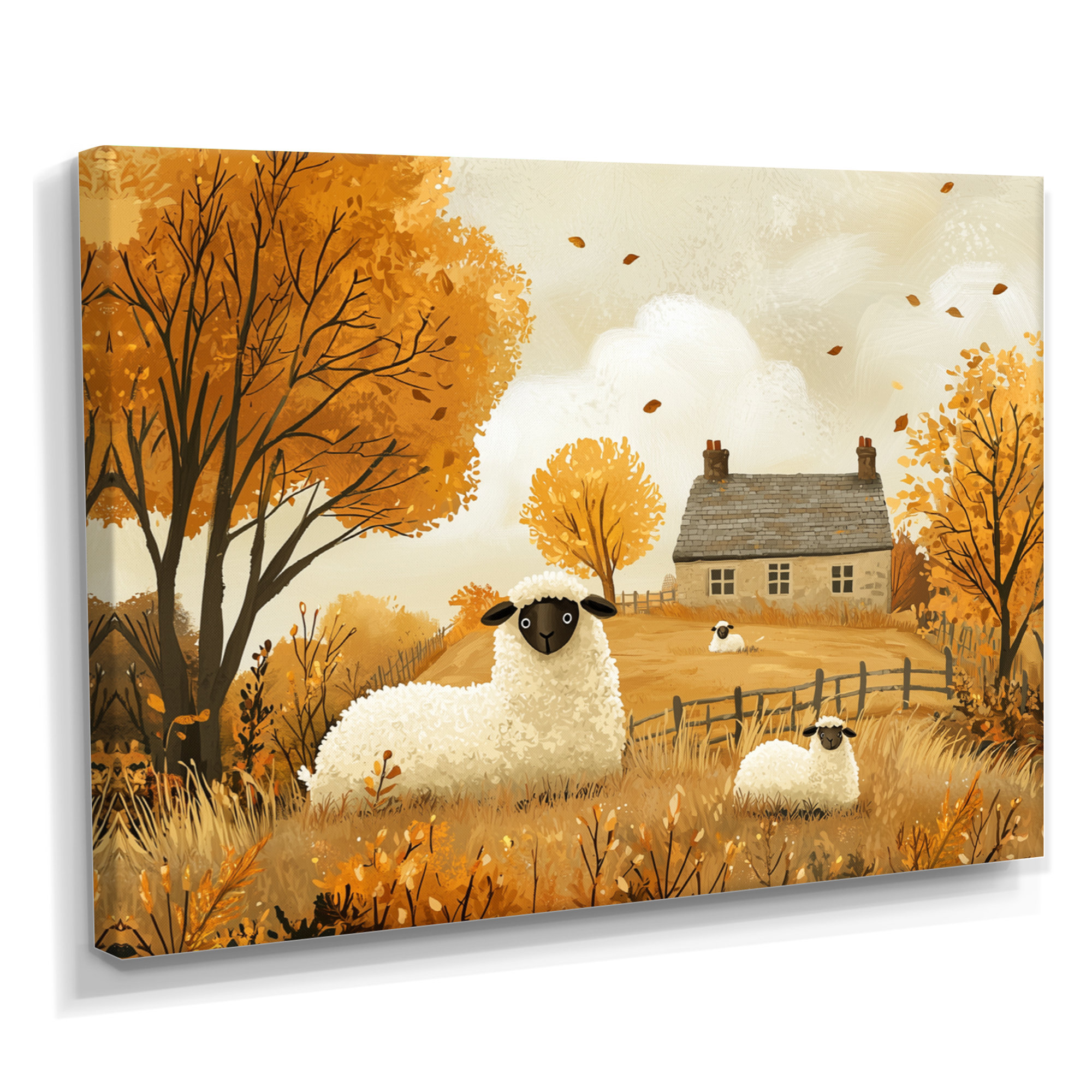 August Grove® Dumitru Sheep Farmyard Friends In Autumn - Sheep Wall Art ...