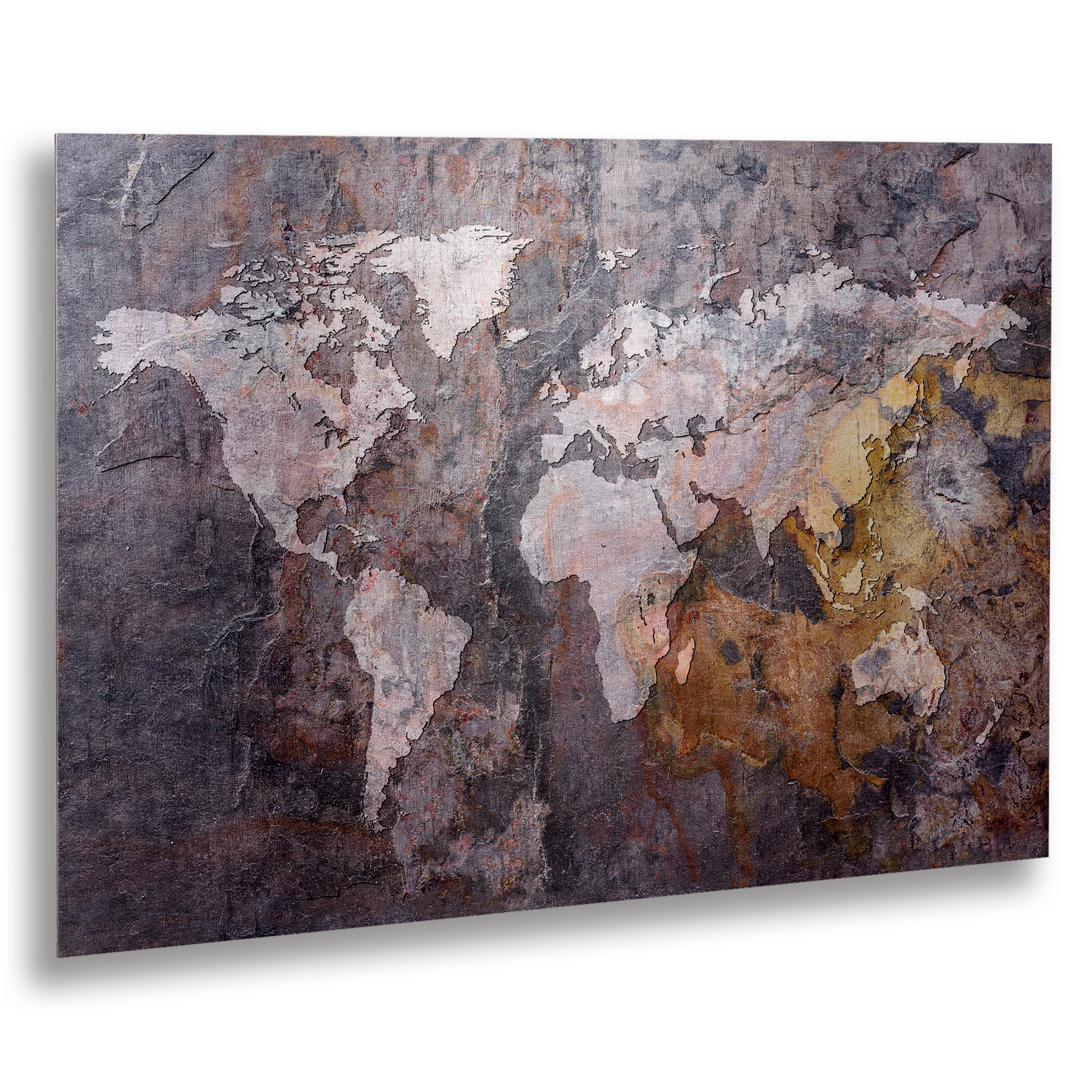 Wrought Studio " World Map - Rock " by Michael Tompsett - Wayfair Canada