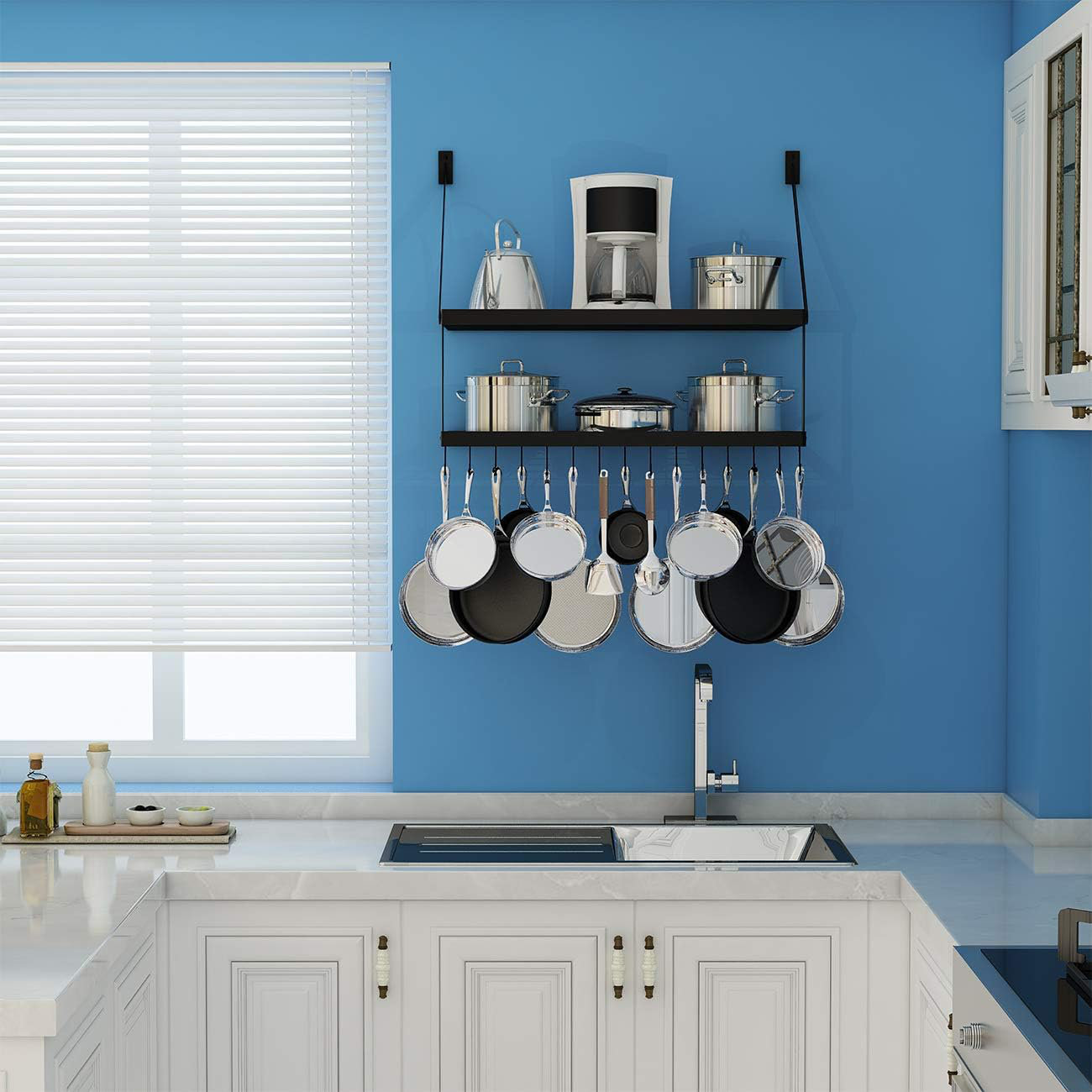 Rebrilliant Iron Rectangle Wall Mounted Pot Rack | Wayfair