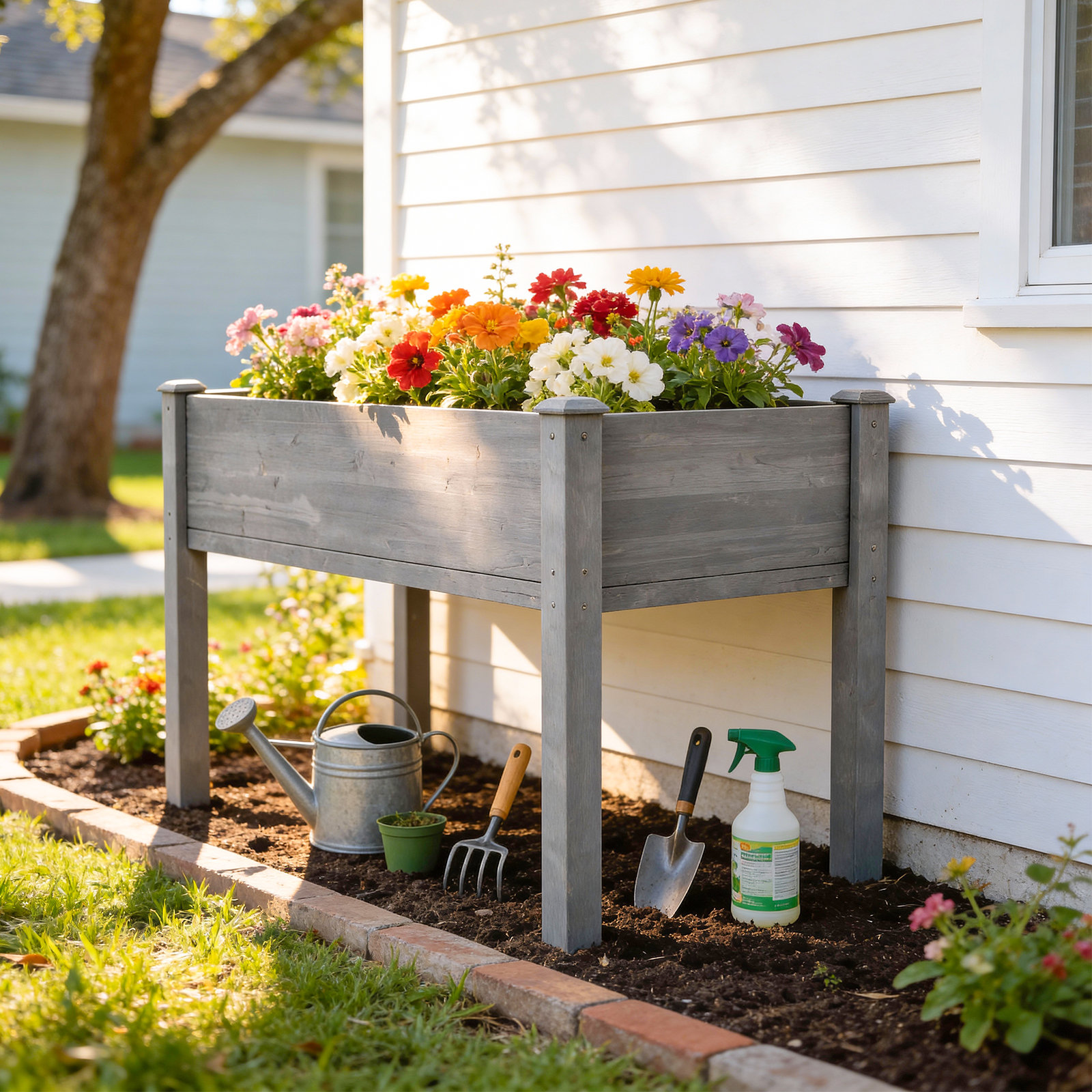 Ebern Designs Fir Wood Elevated Planter Raised Garden Bed With Legs ...