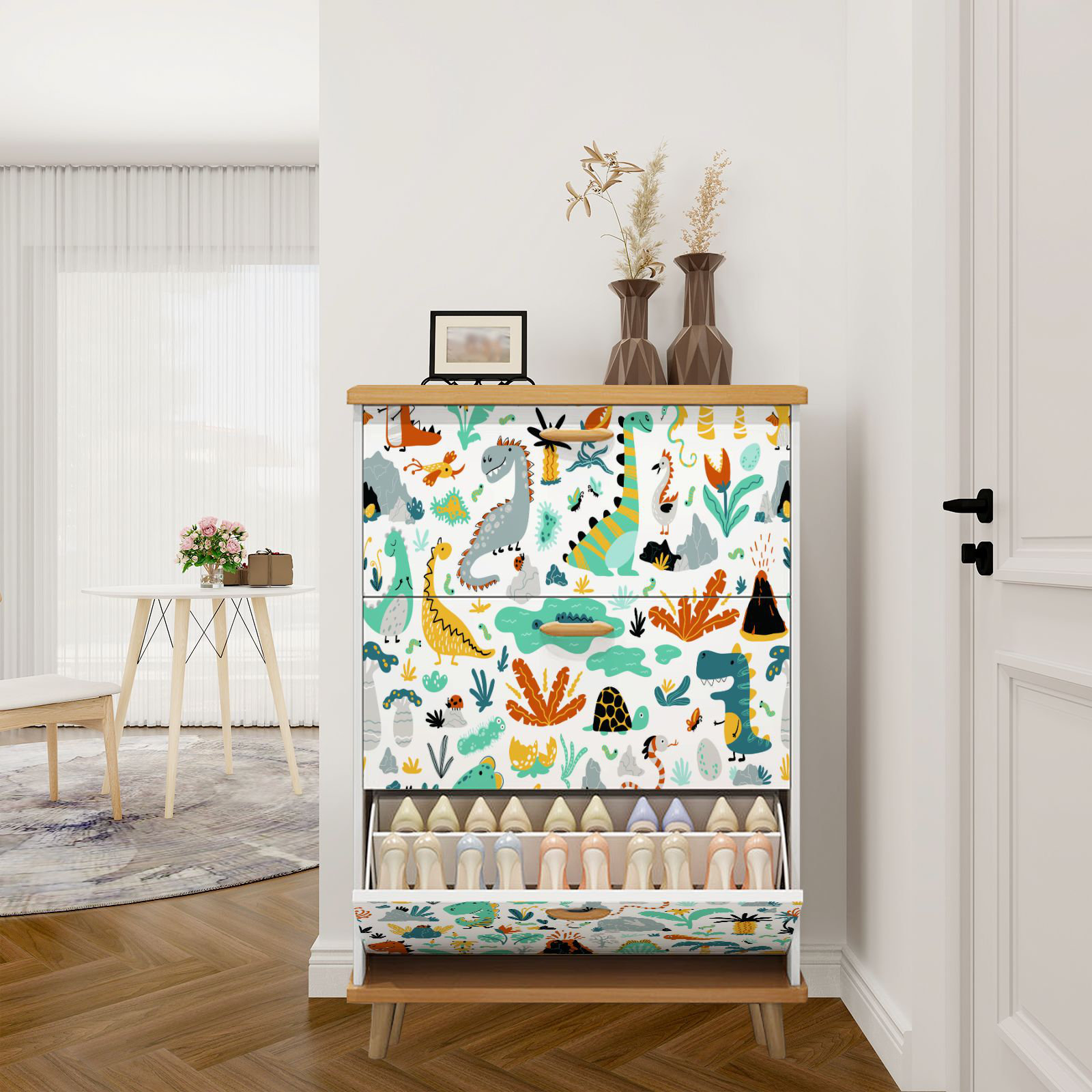 East Urban Home Shoe Storage Cabinet with 3 Flip Drawers for Cute ...