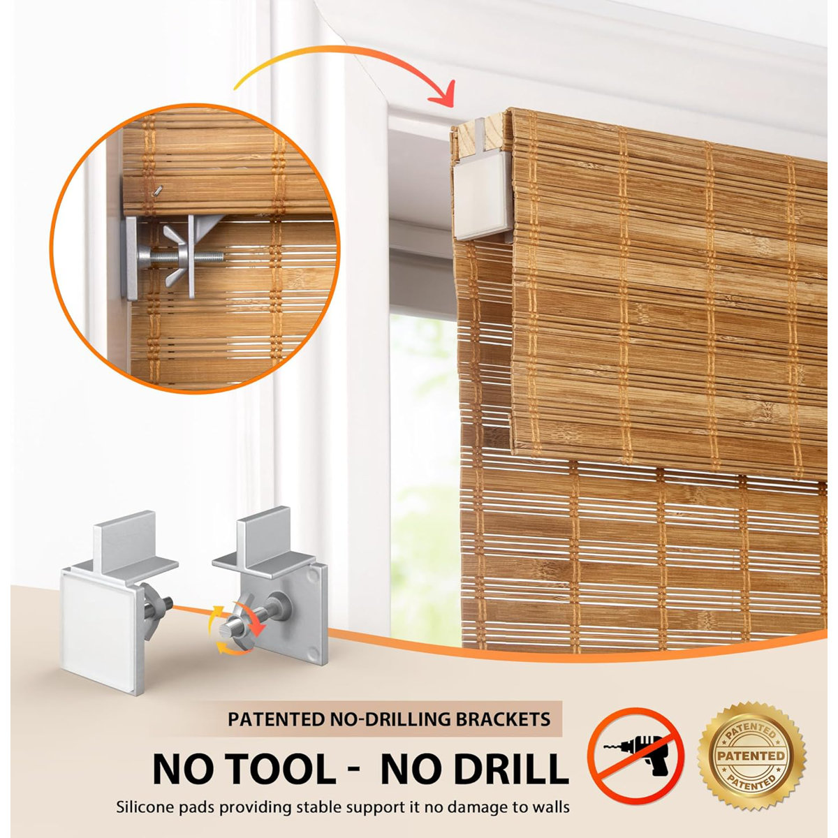 Bay Isle Home™ No Tools No Drill Cordless Bamboo Roman Shades Light ...