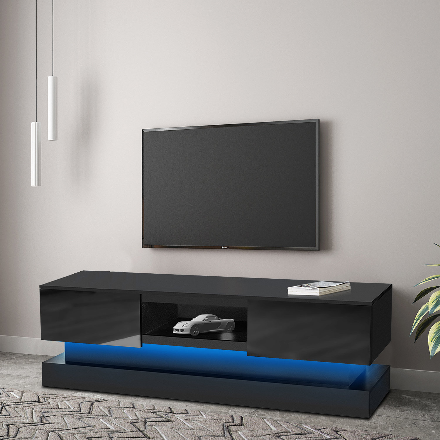 Ebern Designs Setsuko Modern Style LED Light Base Media Console with ...