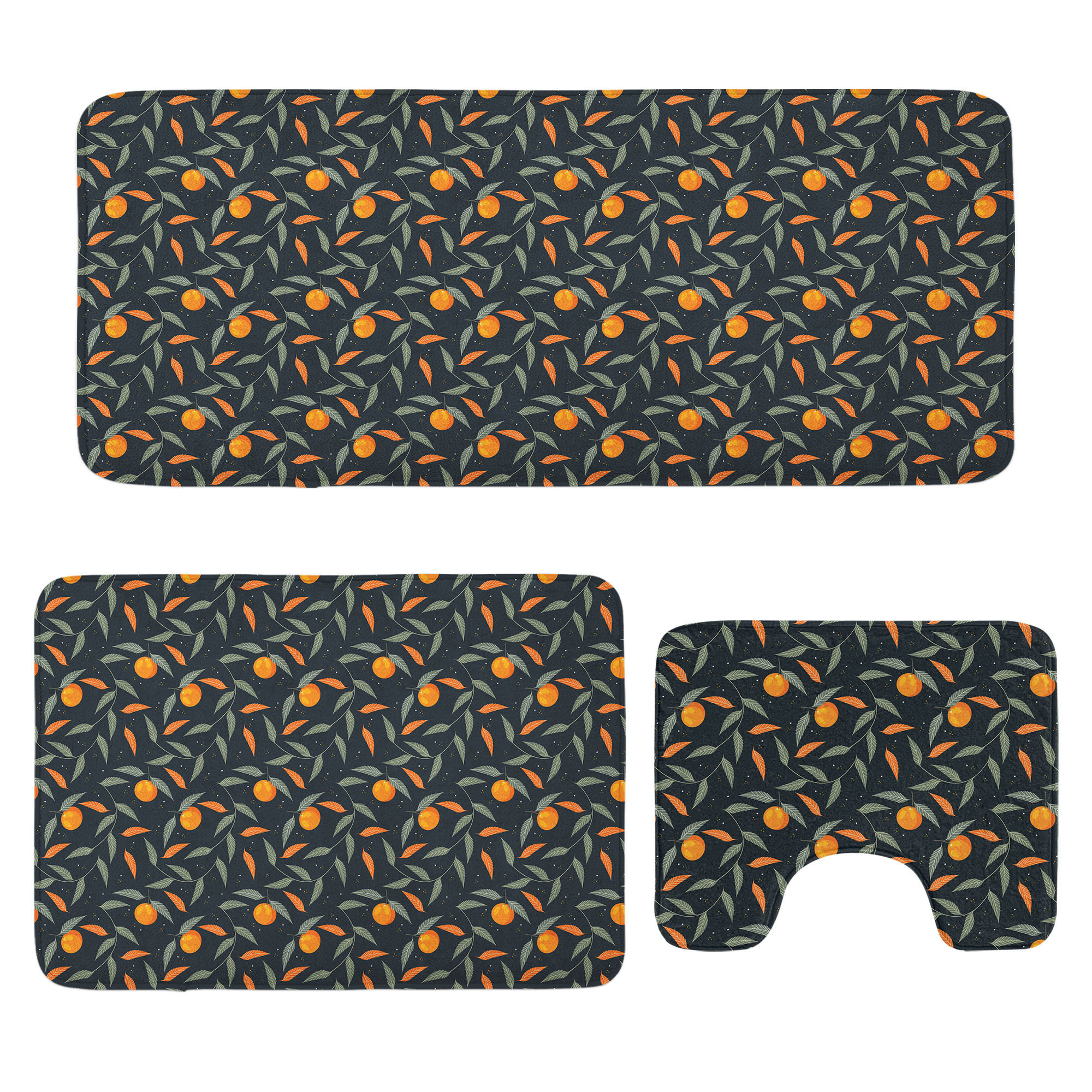 Astoria Grand Tangerine Bathroom Rug Set 3 Pieces U-Shape & Rectangle ...