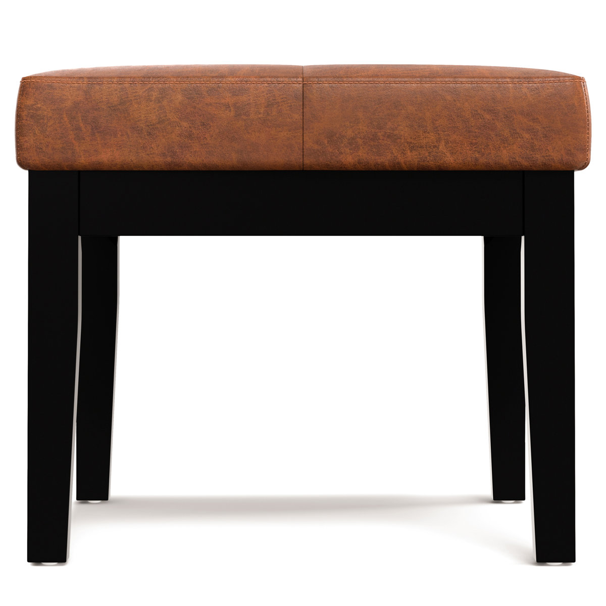 Simpli Home Lacey 26"W Small Tufted Ottoman Bench in Distressed Vegan ...