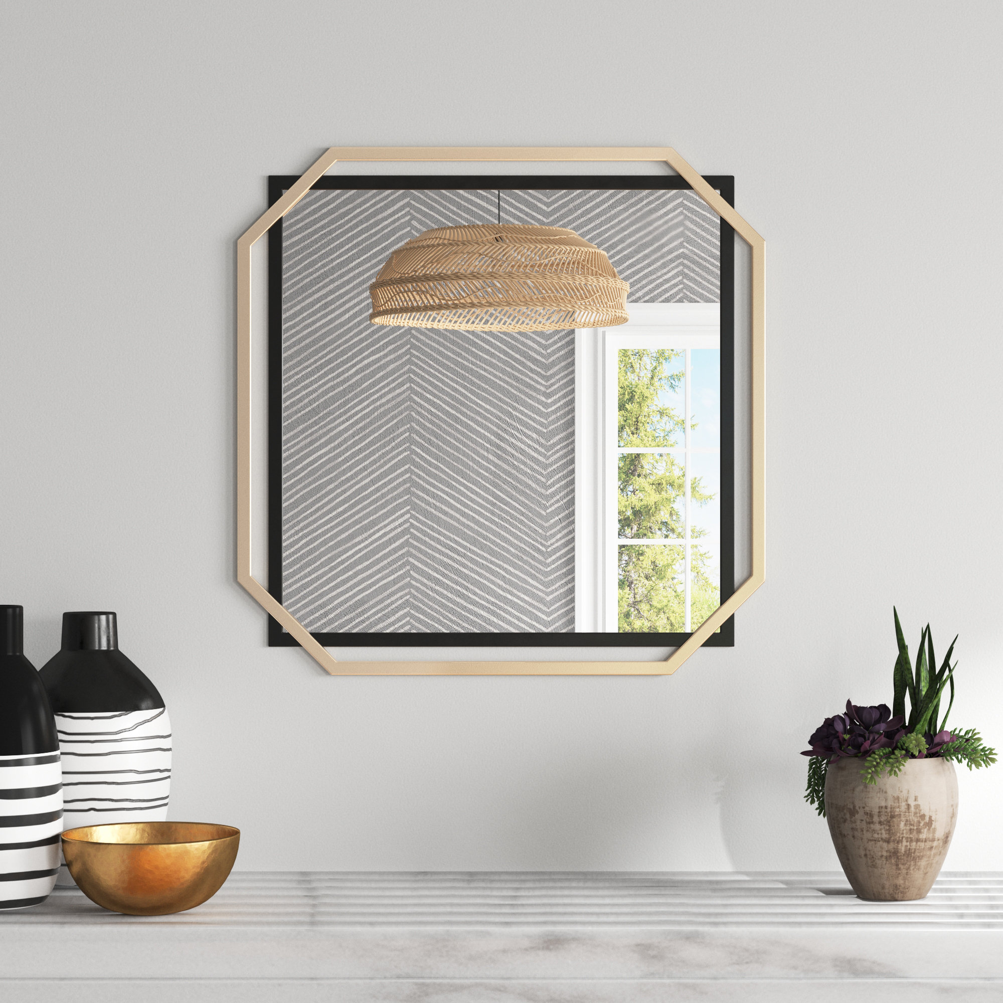 Willa Arlo™ Interiors Jakey Accent Wall Mirror in Black/Gold & Reviews ...