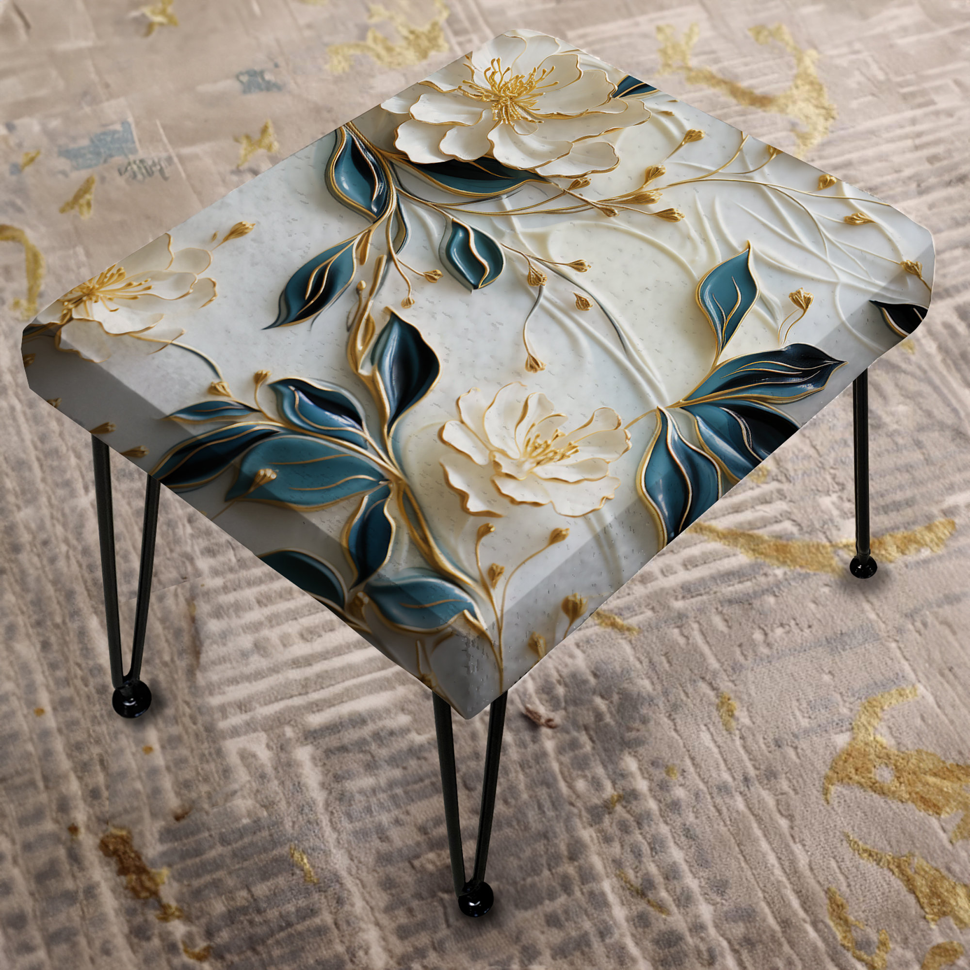 Design Art Oriental Elegance Marble Pattern - Marble Rectangle Ottoman ...