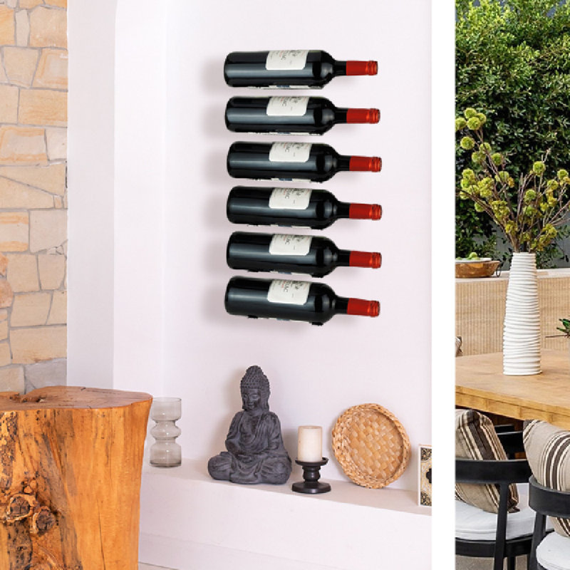 Metro Lane 6 Bottle Wall Mounted Wine Rack,Stainless Steel,Floating And ...