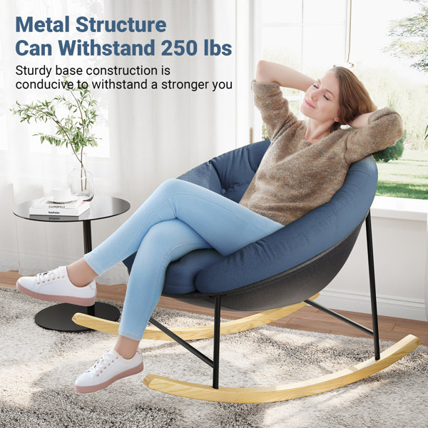 Bayou Breeze Round Rocking Chair with Solid Wood Legs Lambswool ...