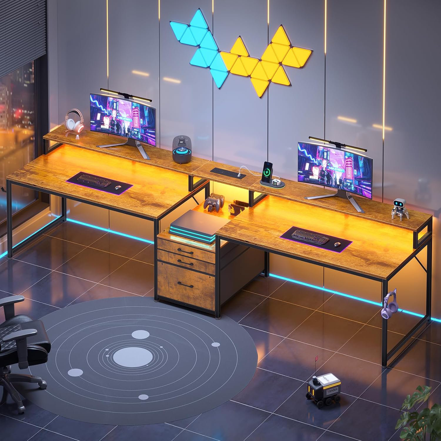 Inbox Zero Hansbury Reversible Desk with Built in Outlets & Reviews ...