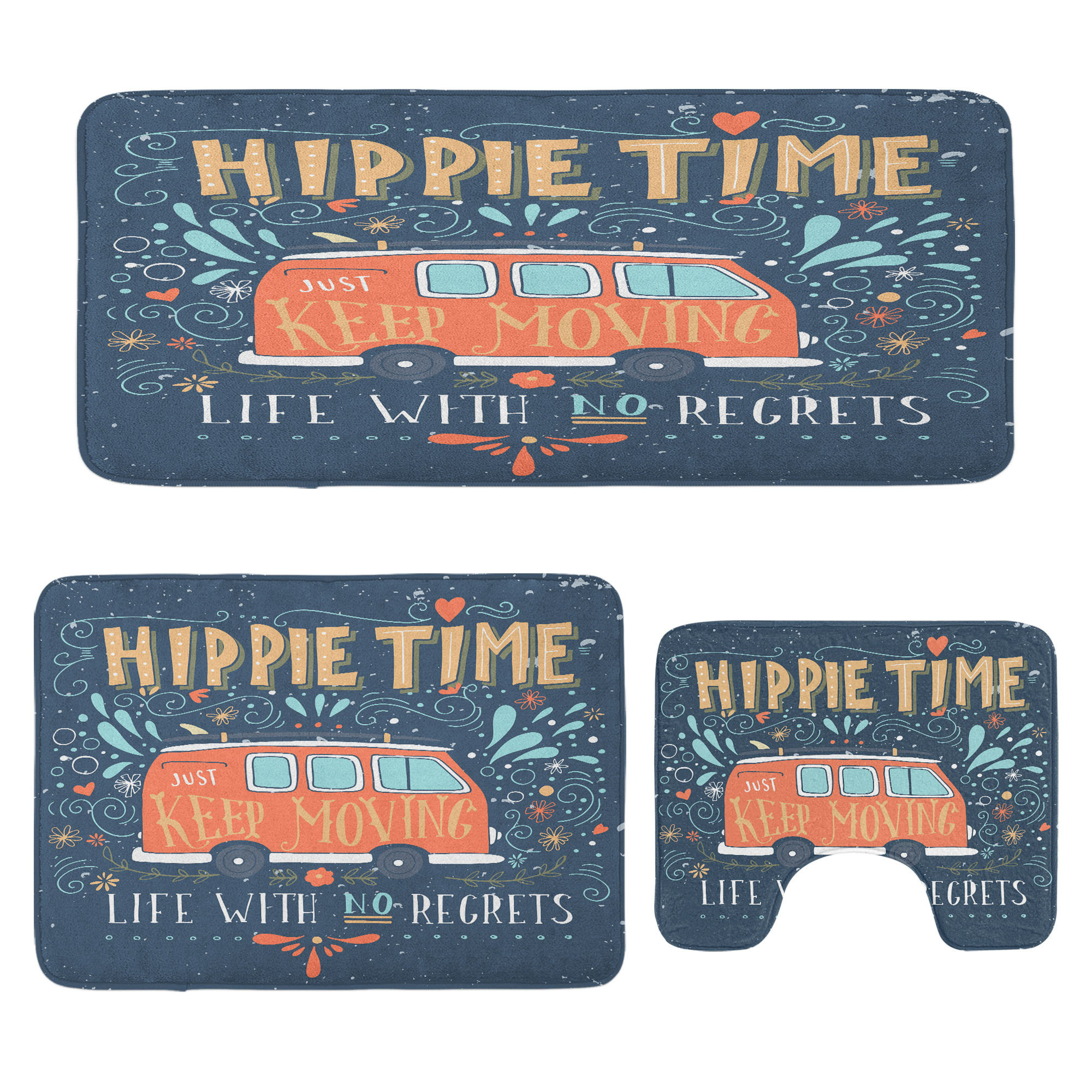 East Urban Home Hippie Bathroom Rug Set 3 Pieces U-Shape & Rectangle ...