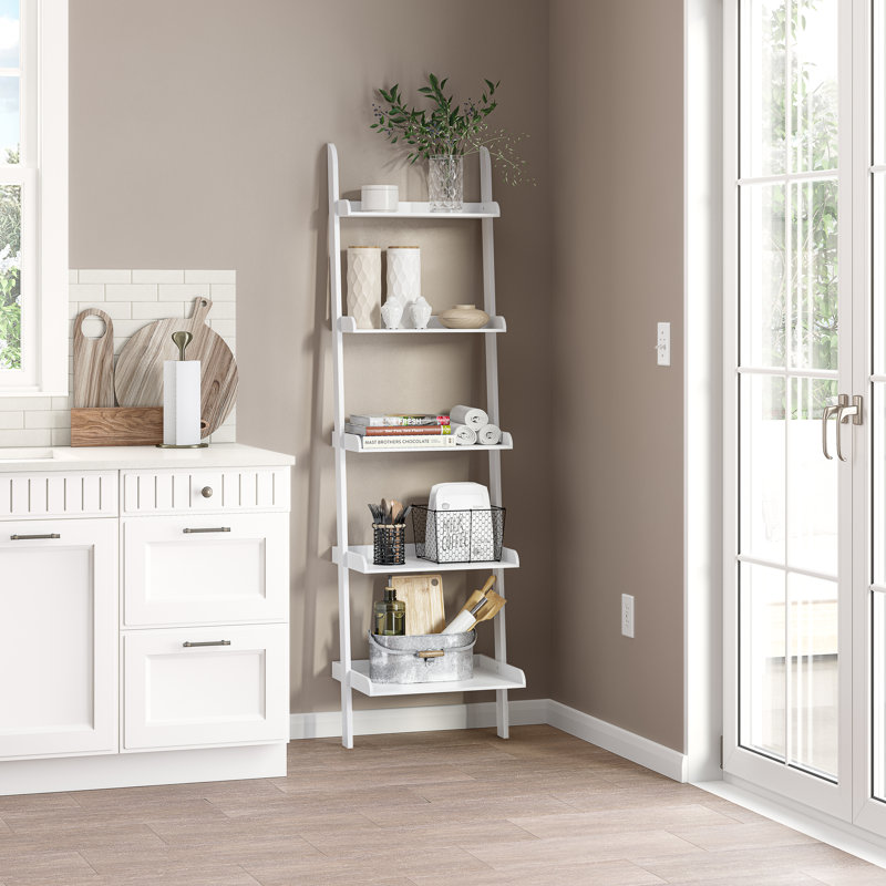 Ballucci Lado 5-Tier 67" H x 18" W Wood Leaning Ladder Bookcase ...