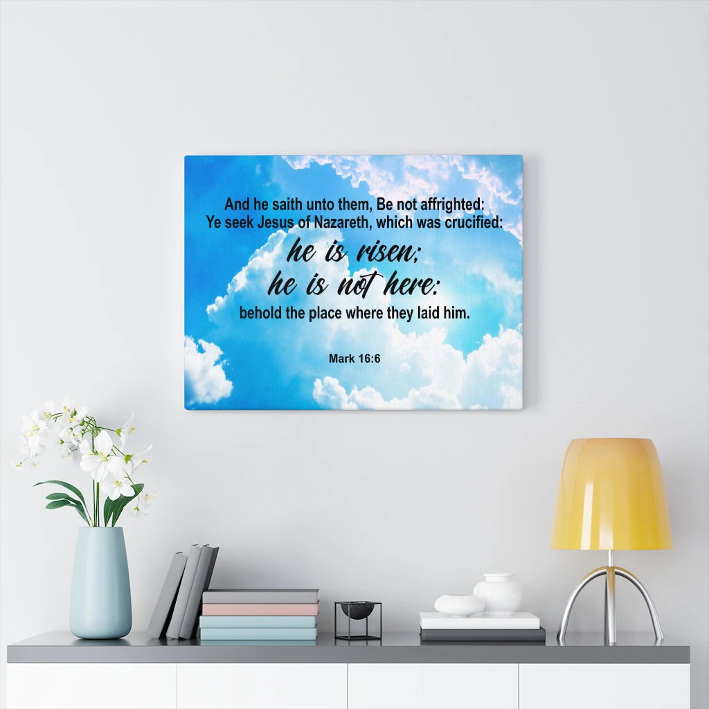 Trinx He Is Risen Mark 16:6 Christian Wall Art Bible Verse Print Ready ...