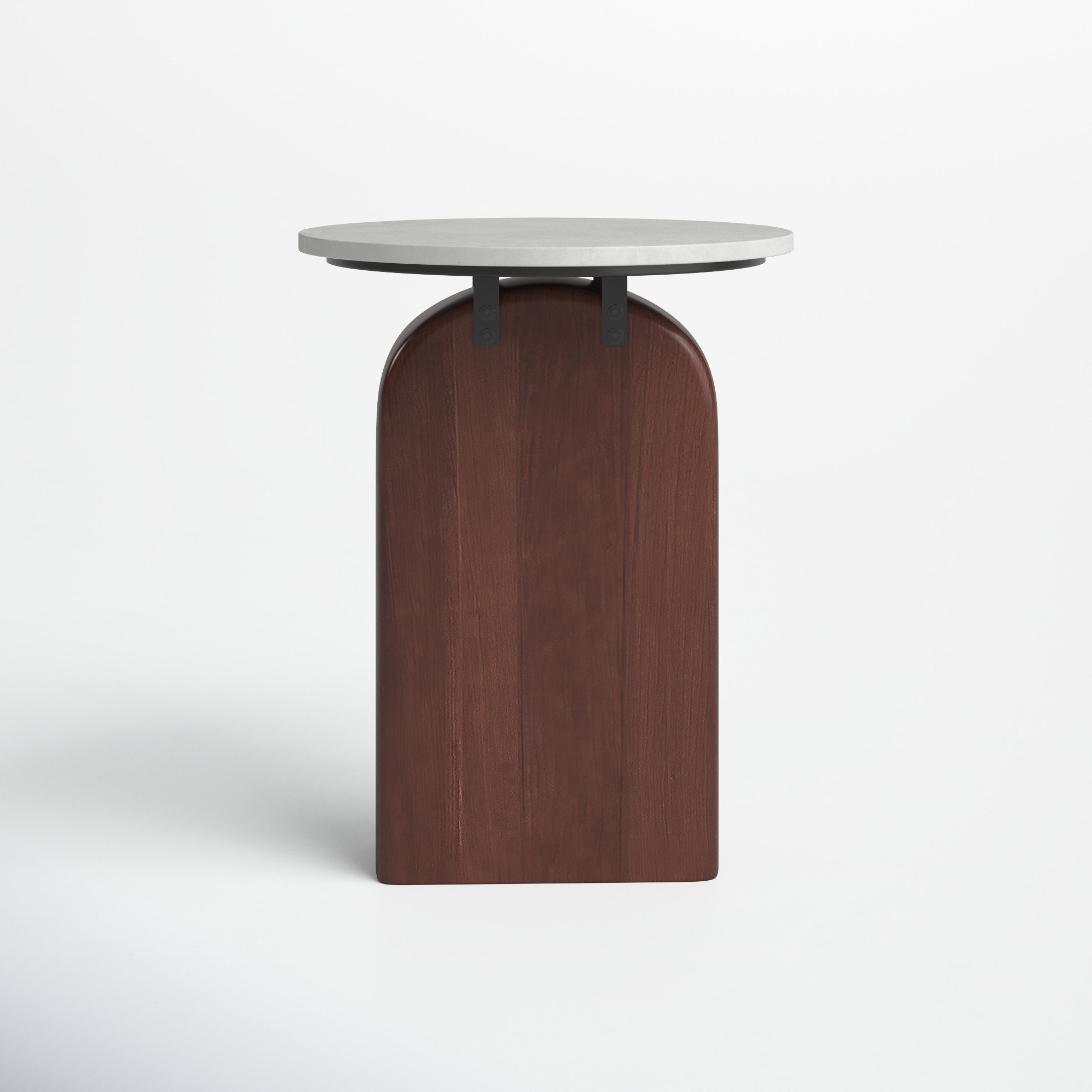 Joss & Main 23"H Round Abstract Design Side Table in Walnut and White ...