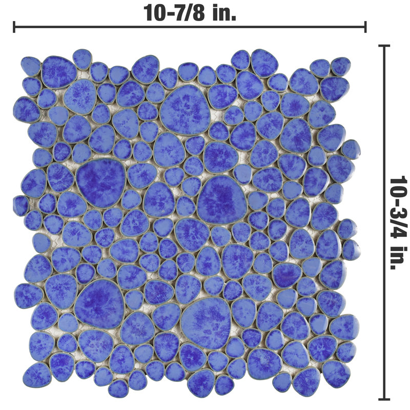 Merola Tile Pebble 11" x 11" Porcelain Pebbles/Rocks Mosaic Wall ...