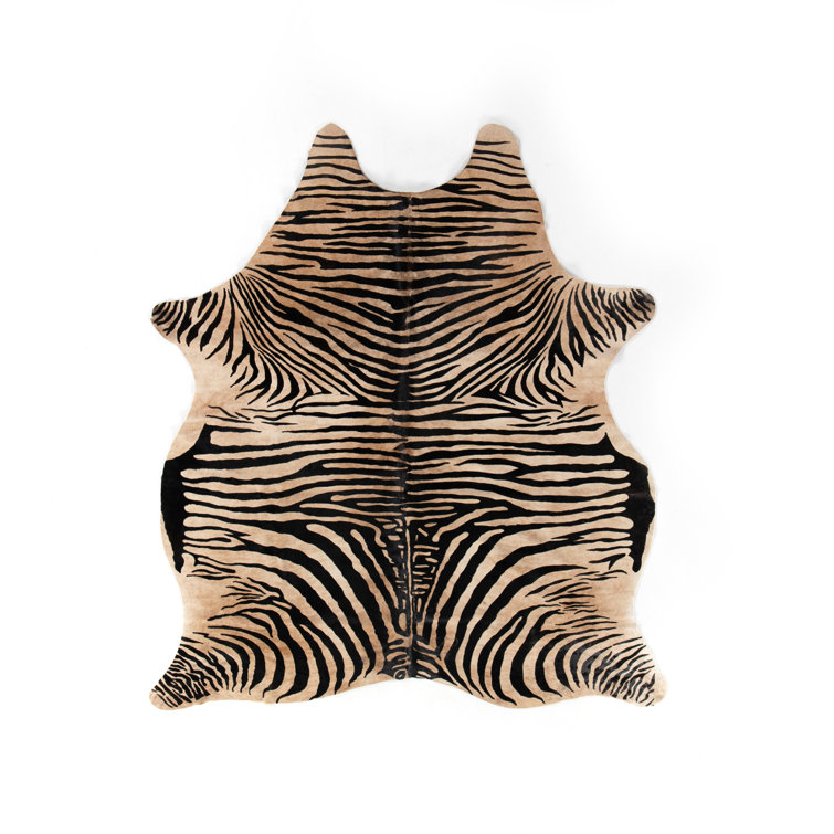 Four Hands Mateo Cowhide Animal Print Area Rug in Zebra Hair On Hide ...