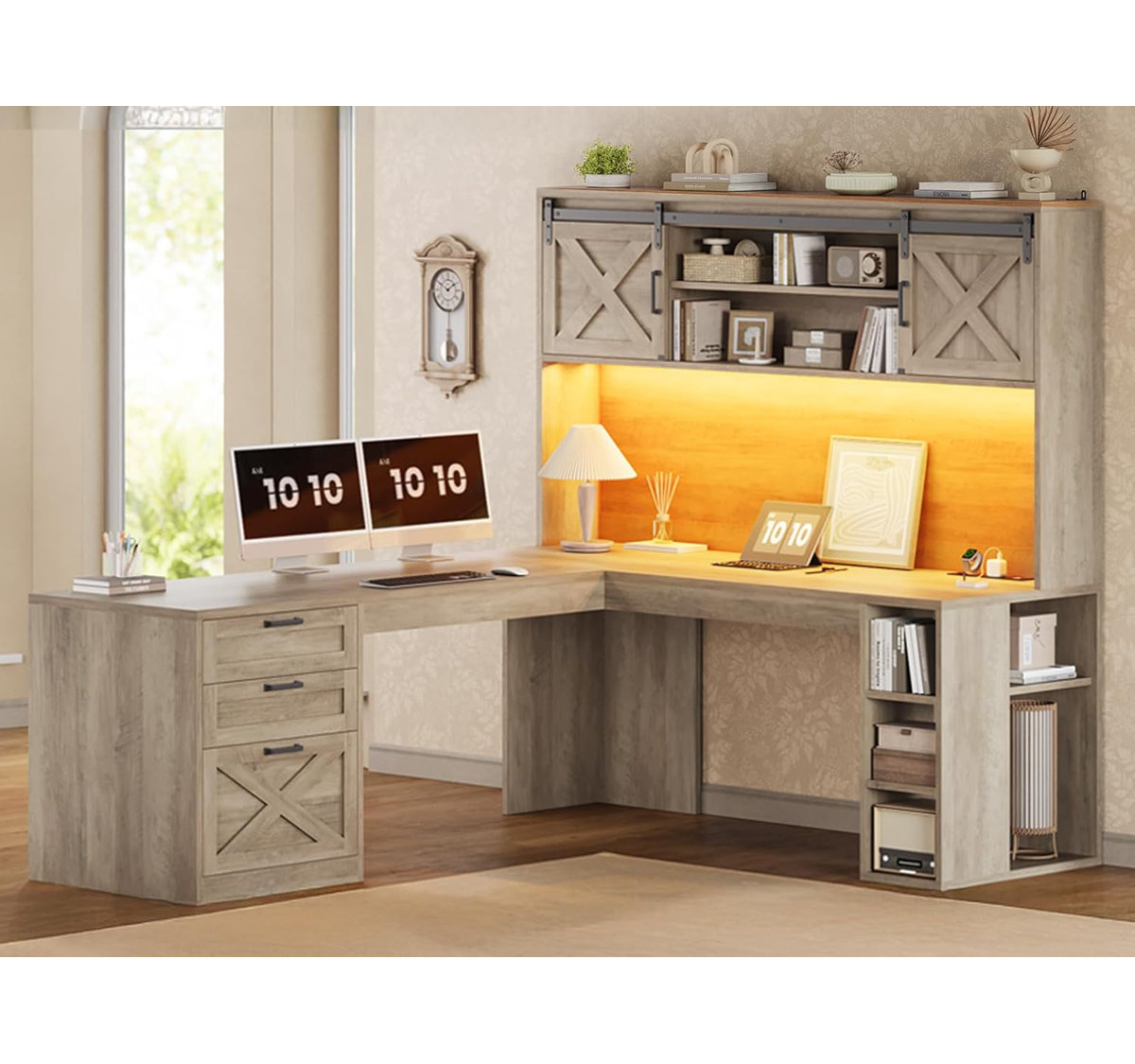 Wrought Studio L Shaped Computer Desk, 64.5'' Reversible Gaming Desk ...