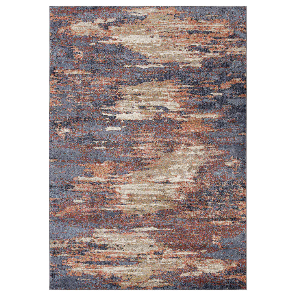 HomeRoots 9' X 12' Ivory Rust And Blue Abstract Area Rug | Wayfair