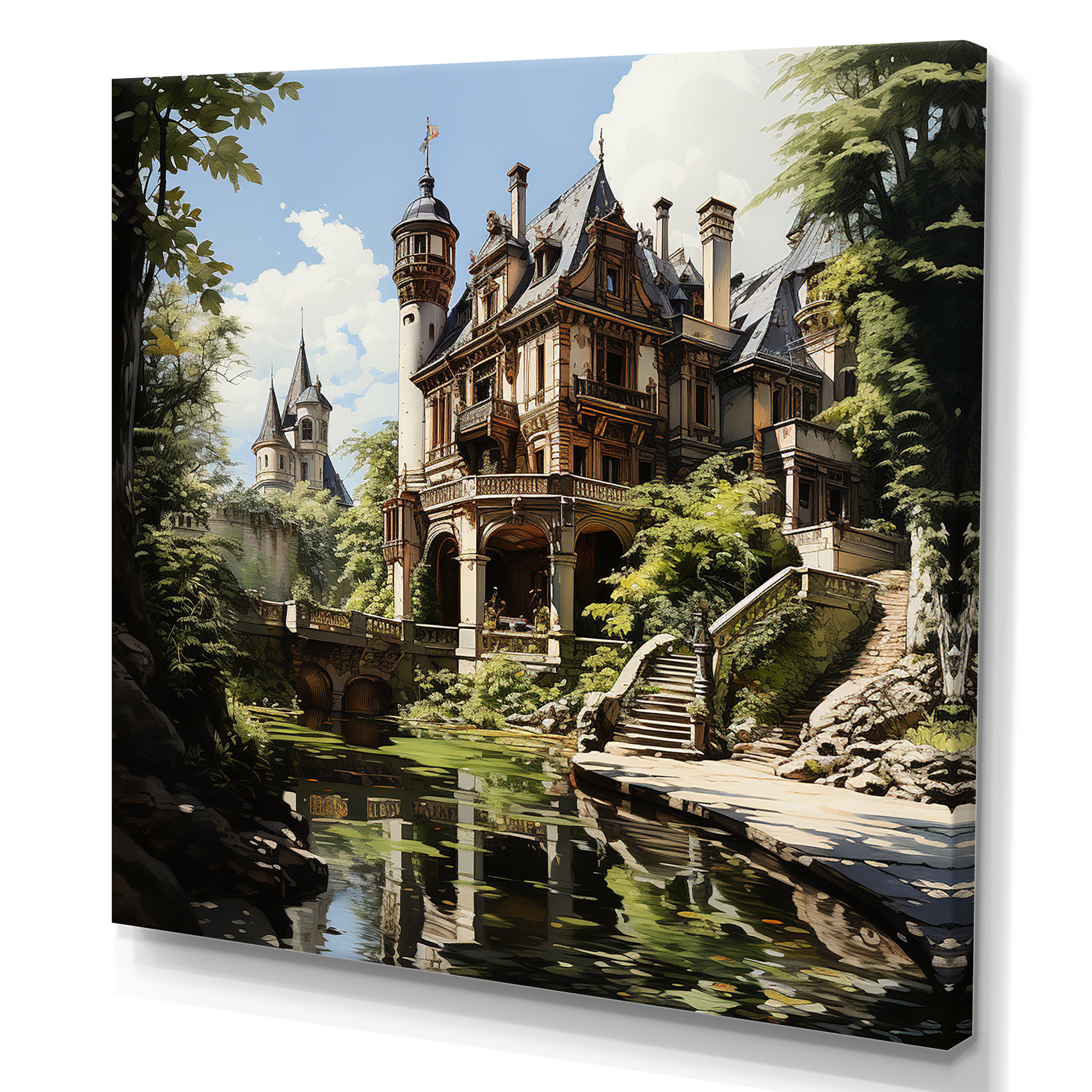 Design Art Champagne Castle In France - Castle Wall Art Living Room ...