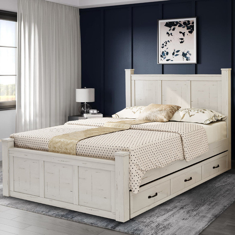 Lark Manor Farmhouse Style Bed Frame,Four Square Poster Bed with Three ...