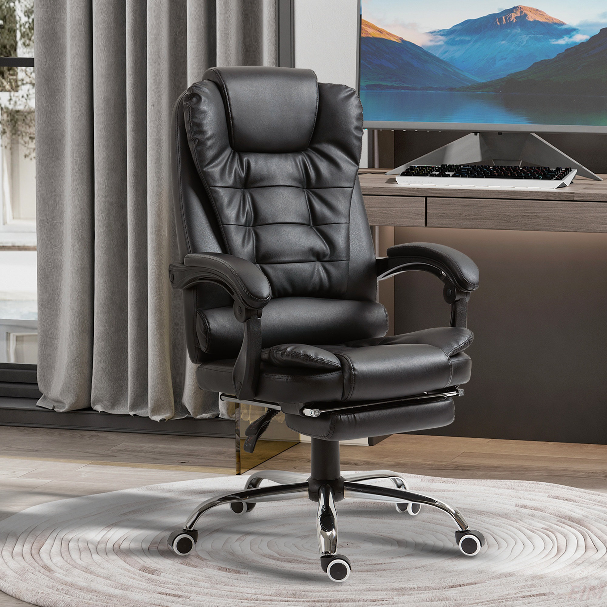 Hokku Designs High Back Ergonomic Executive Office Chair, PU Leather ...