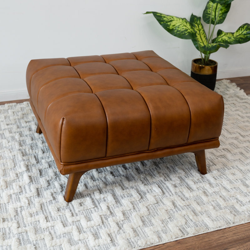 Wade Logan® Arunya Leather Ottoman & Reviews | Wayfair