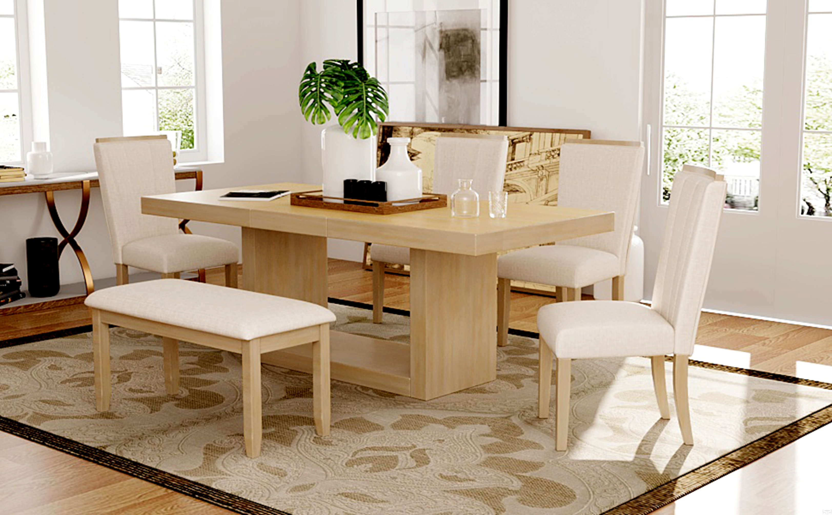 One Allium Way® 6-Piece 78Inch Extendable Pedestal Dining Table Set ...