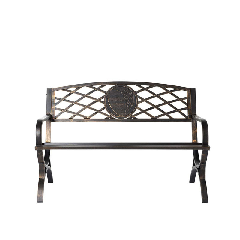 Trinx Ico Thoughts and Hearts Bronze Metal Memorial Garden Bench | Wayfair