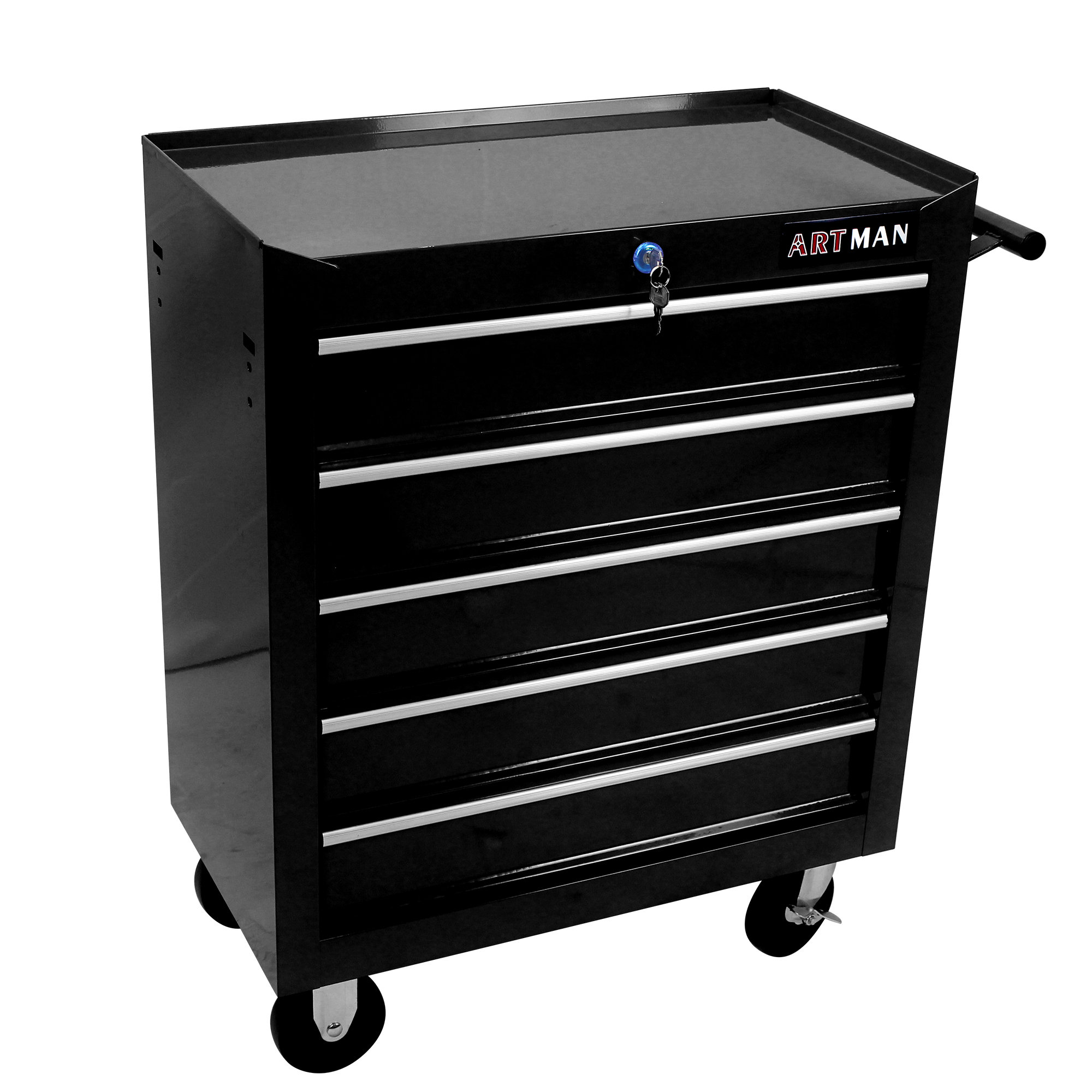 Yesurprise 5 Drawers Multifunctional Tool Cart With Wheels Black