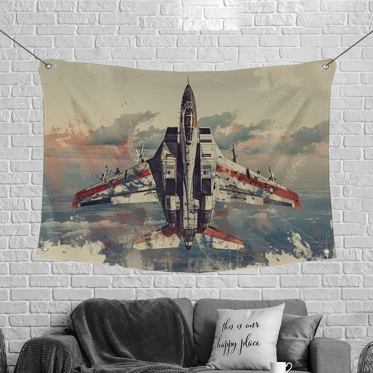 Red Barrel Studio Fighter Jet Wall Tapestry - Military Wall Decor_13465 ...