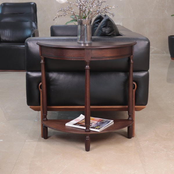 Charlton Home Simplify Half Round Accent Table, Walnut, 28.25w 11.8d 28 ...