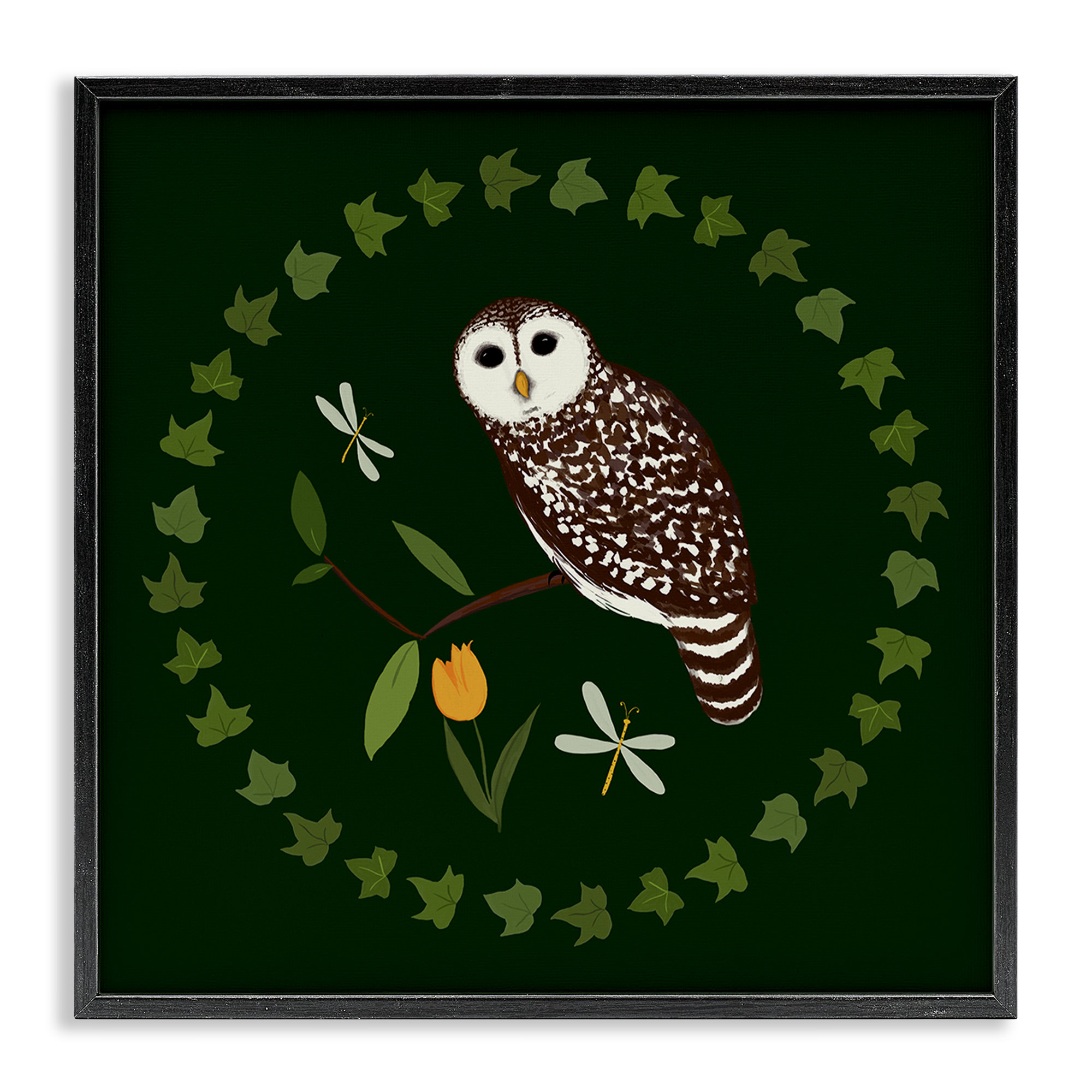 Stupell Industries Owl & Tulip Wreath Giclee Art by Michelle Ingari ...