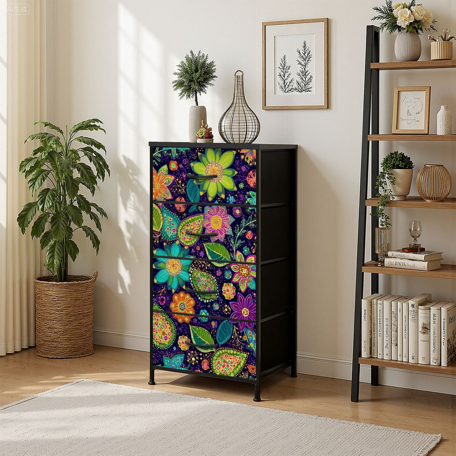 Dakota Fields 4 Drawer Vertical Storage Dresser Colorful floral Bright ...