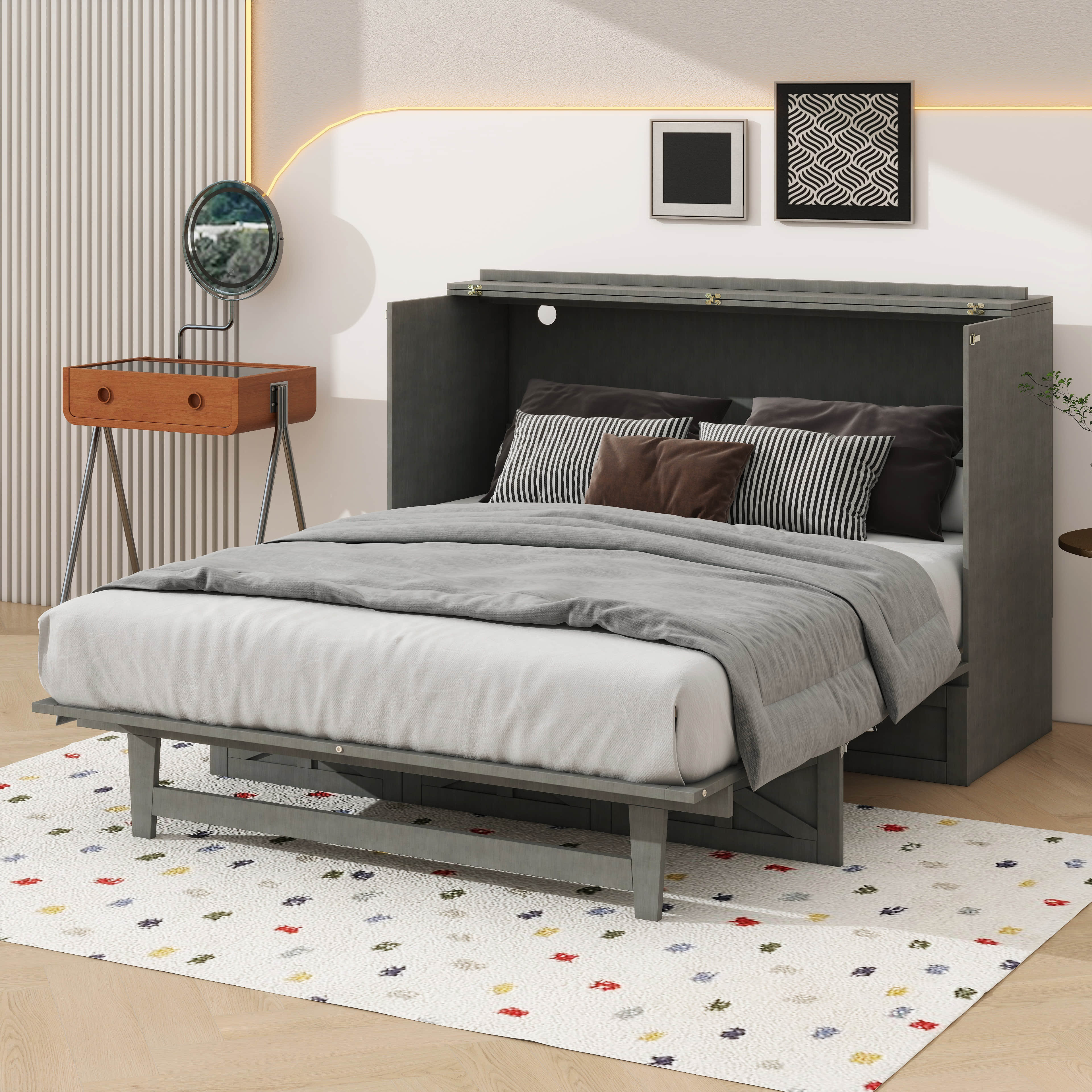 Red Barrel Studio® Practical Murphy Bed With Generous Drawer Storage | Wayfair