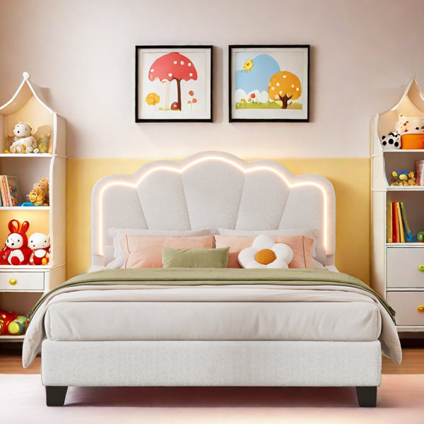 Disney Upholstered Flower-shape Bed With Adjustable Headboard And Led ...