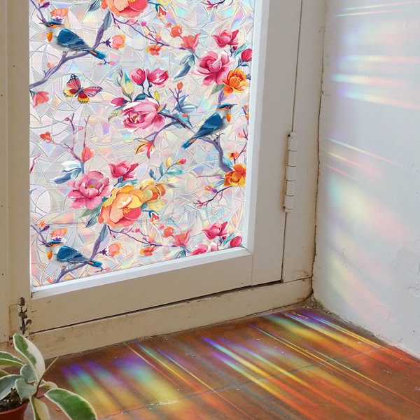 Winston Porter Window Privacy Film 4Pcs, Flowery Rainbow Window Film ...