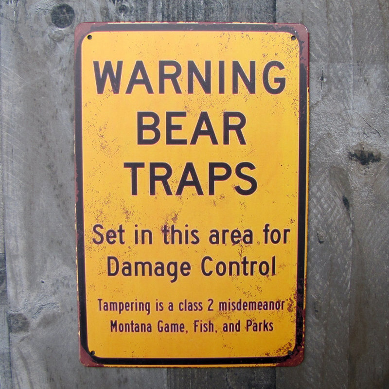 Treasure Gurus Metal Bear Traps Warning Beware Caution Sign | Wayfair