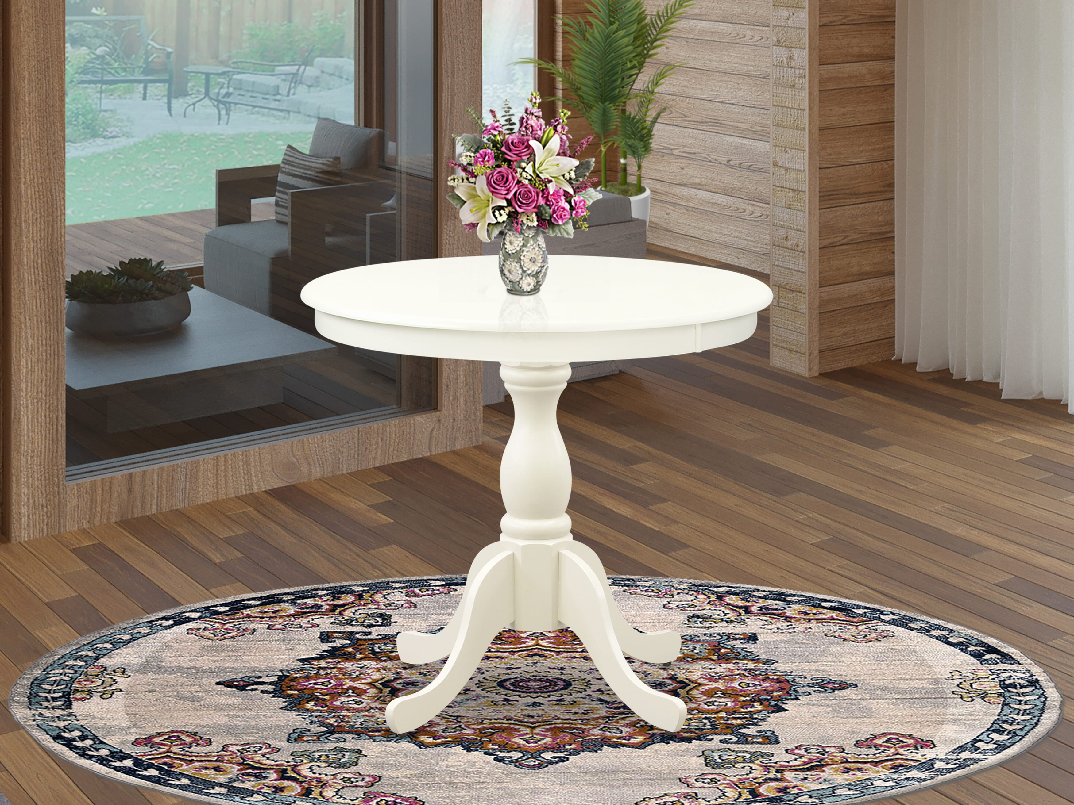 Lark Manor™ Akib Round Kitchen Table Height 29.5" Acacia Solid Wood ...
