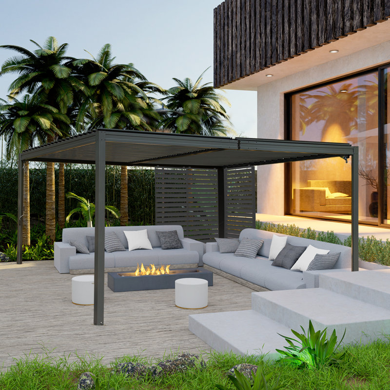 Domi Louvered Aluminum Privacy Screen Side Shutter Wall for Pergola ...