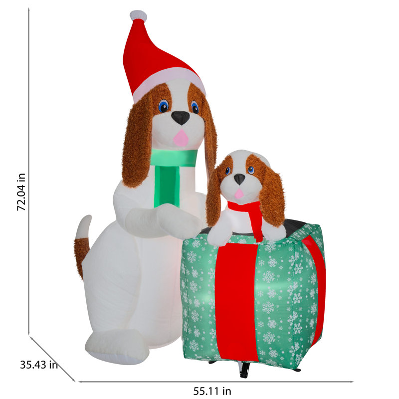 Gemmy Industries Christmas Inflatable Dog Family Scene | Wayfair