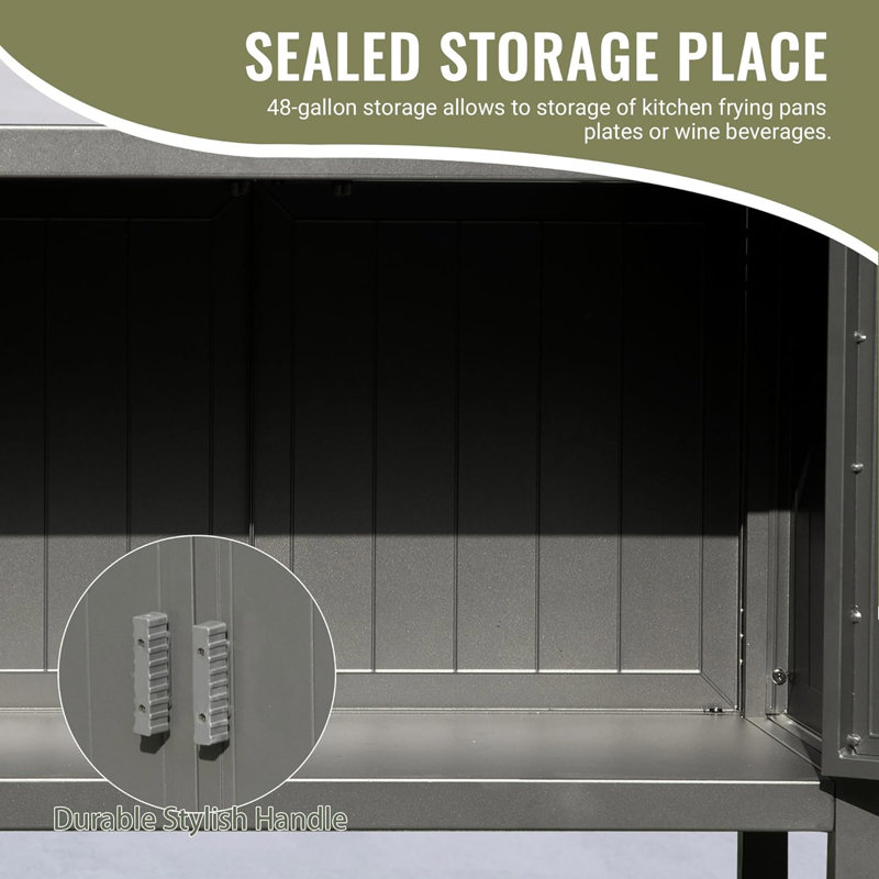 Latitude Run® Freestanding Outdoor Prep Table Grill Storage Cabinet ...