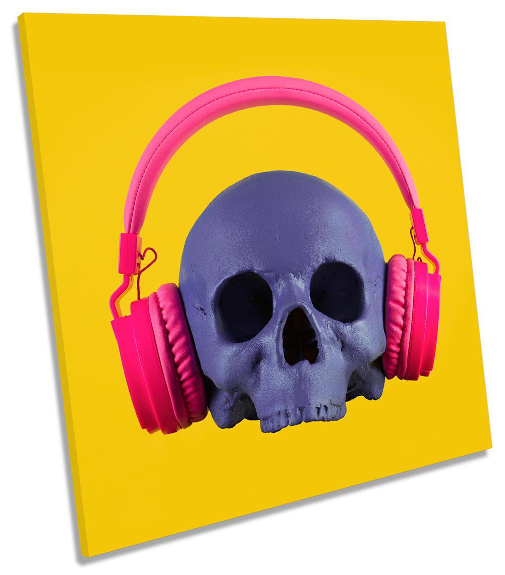 Happy Larry Skull Headphone Music Print CANVAS WALL ART Square Picture ...