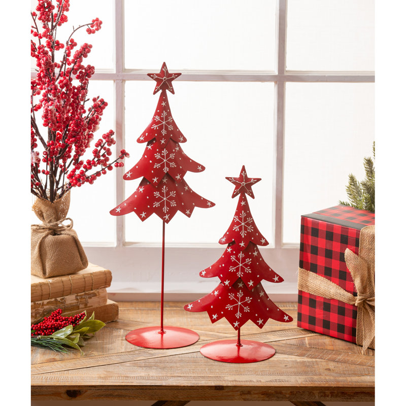 The Holiday Aisle® Metal Tree Table Décor 2 Piece Set | Wayfair