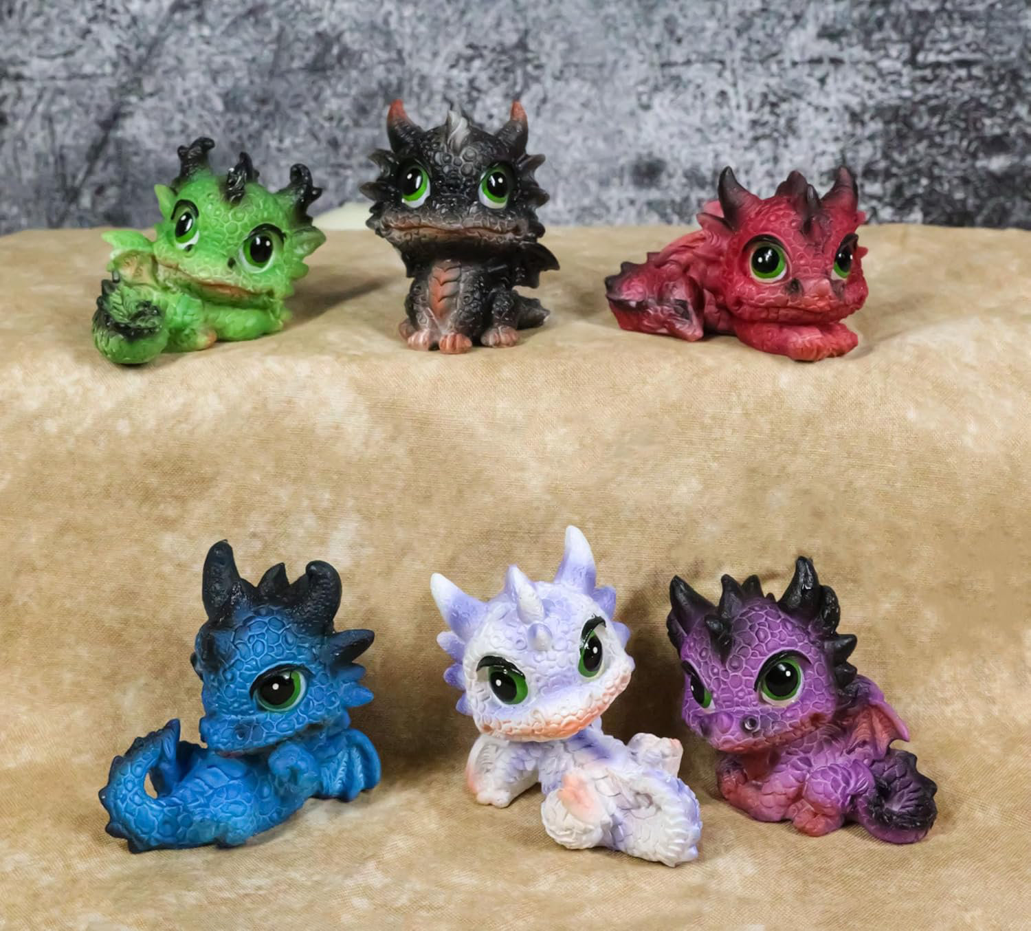Trinx Set Of 6 Fantasy Whimsical Colorful Hatchling Baby Dragons Mini ...
