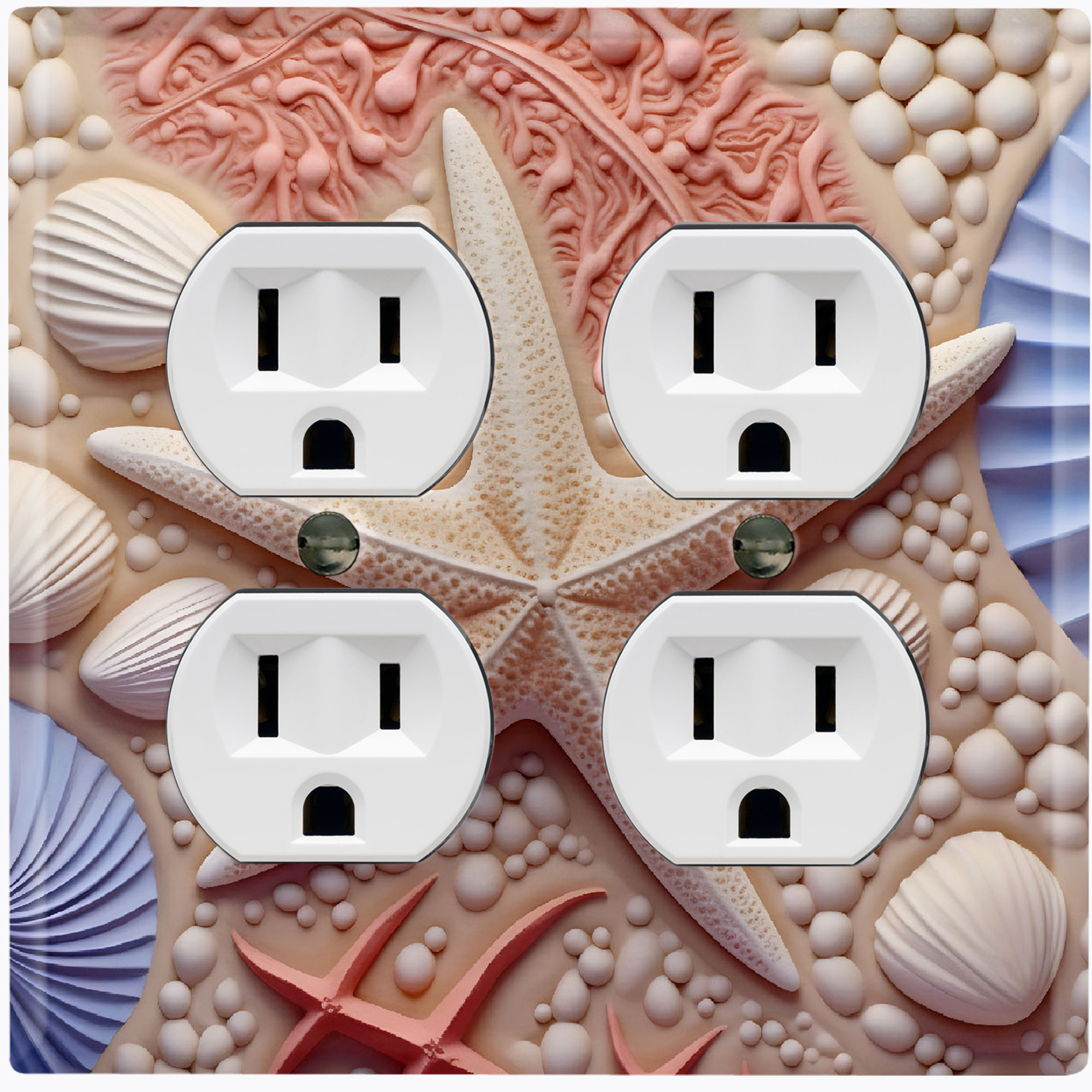 WorldAcc Metal Light Switch Plate Outlet Cover (Ocean Pink Sea Shell ...