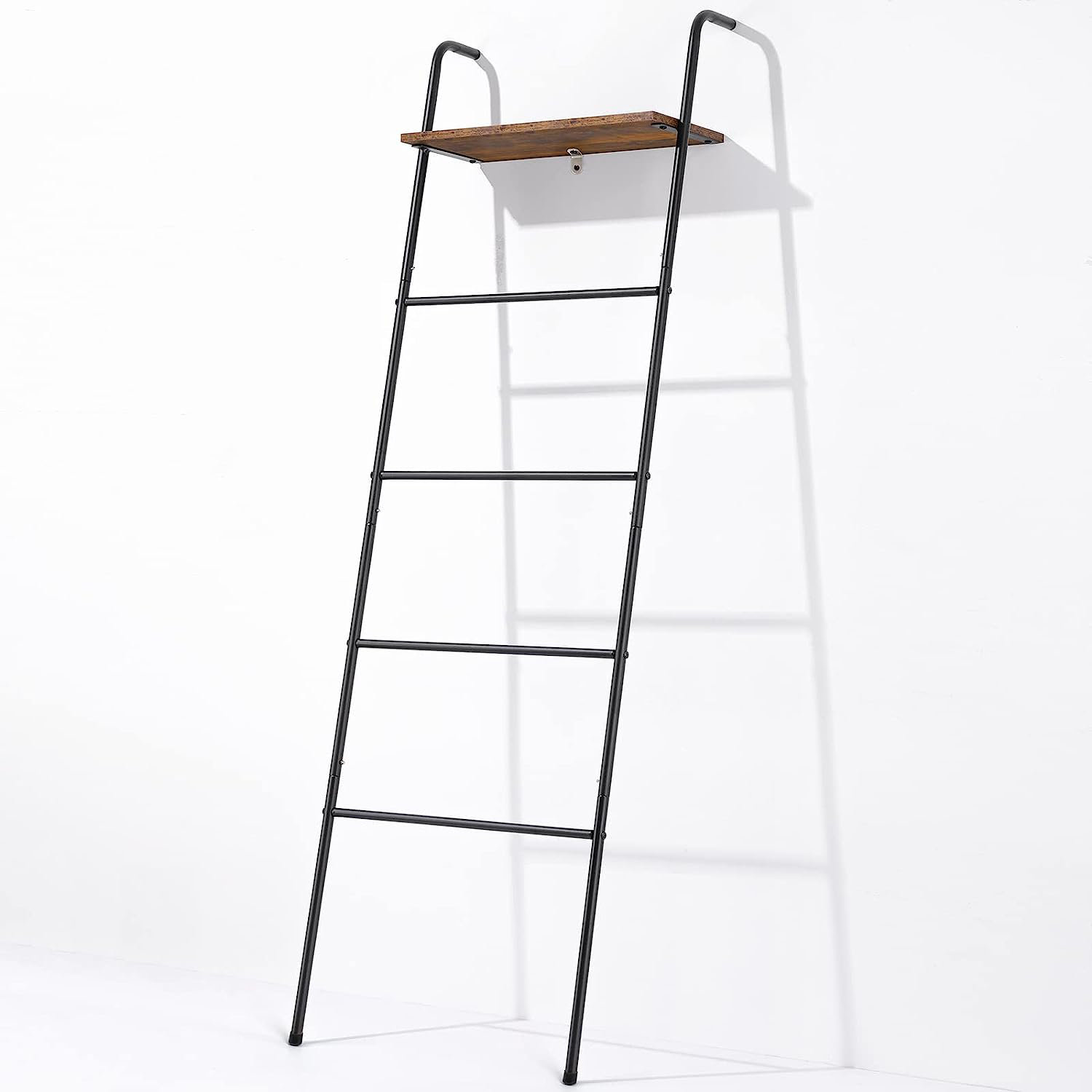 17 Stories Blanket Ladder 5 Row Wall Ladder Frame W Shelves, Black ...